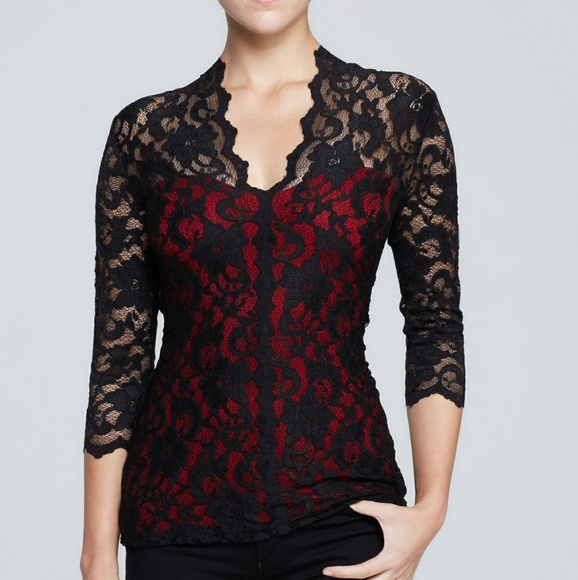 White Stag | Tops | White Stag Black Sheer Lace Button Down Blouse | Poshmark